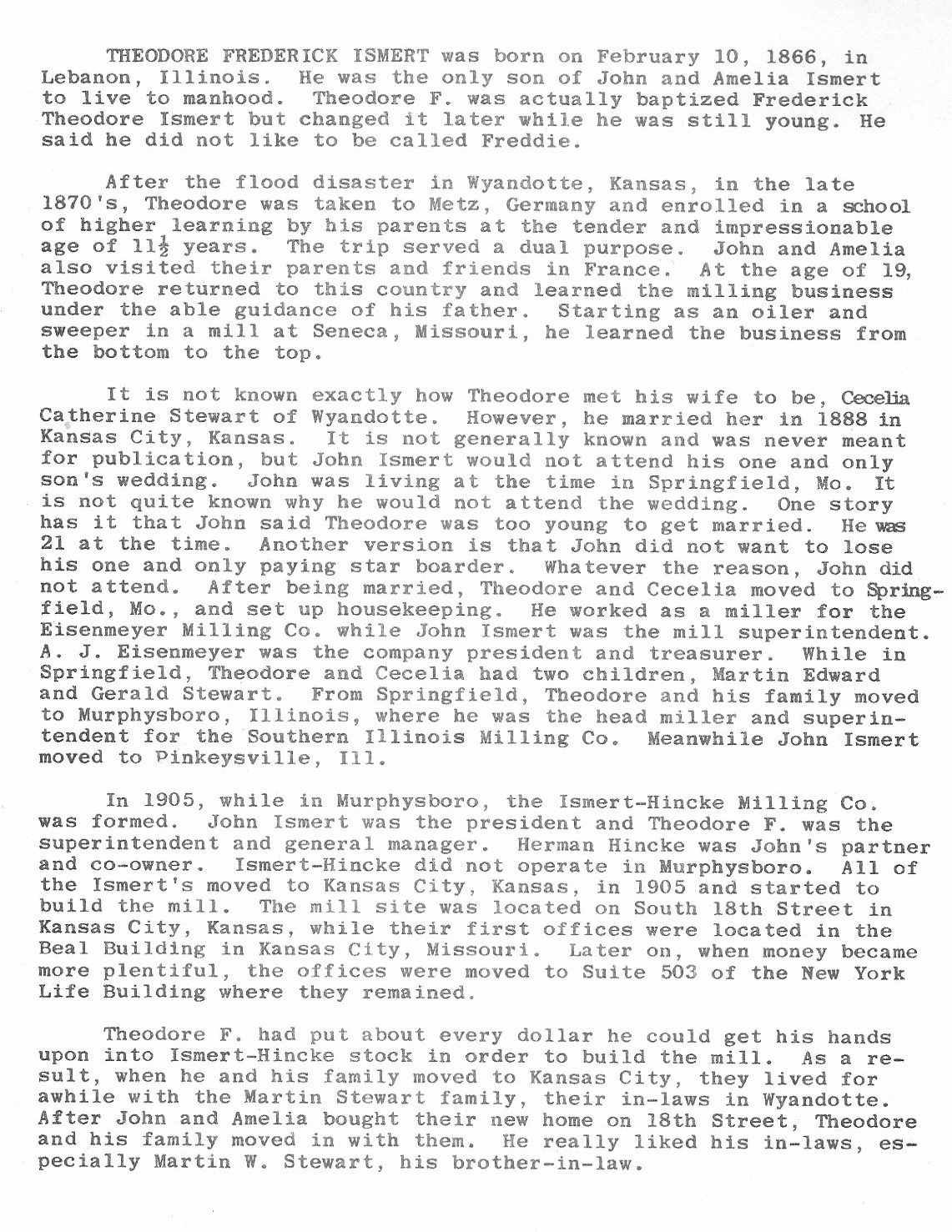 Theodore Fredrick Ismert – Ismert Family Website